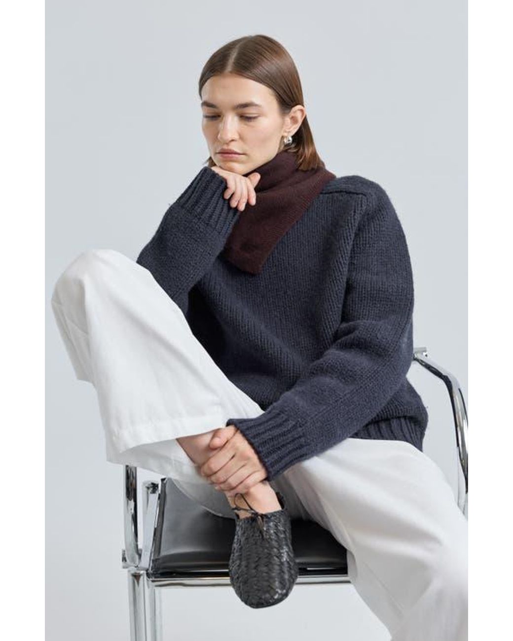 ALMINA CONCEPT Knit Wool Crewneck Sweater in Blue | Lyst