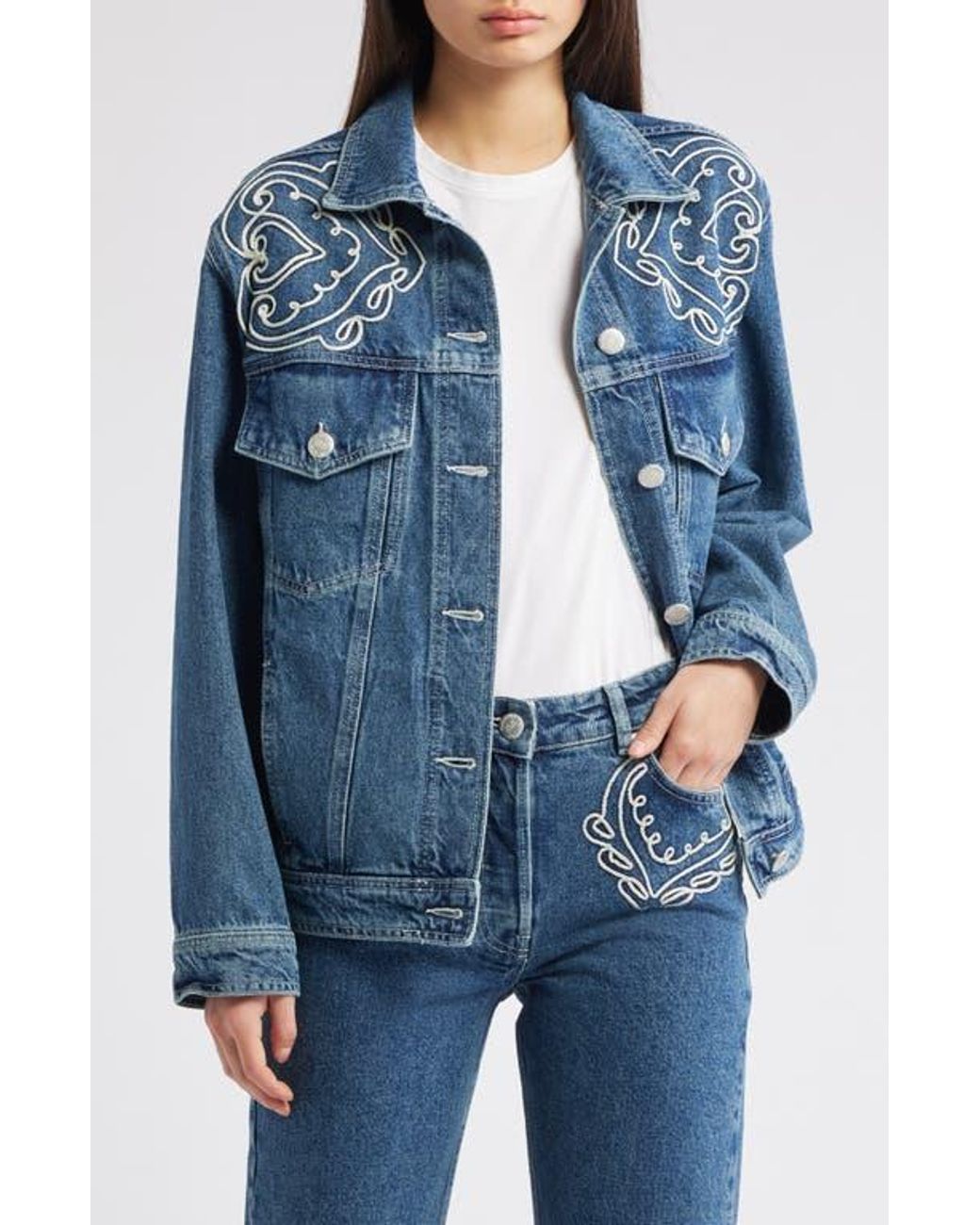 FARM Rio Cornely Embroidered Jacket in Blue | Lyst