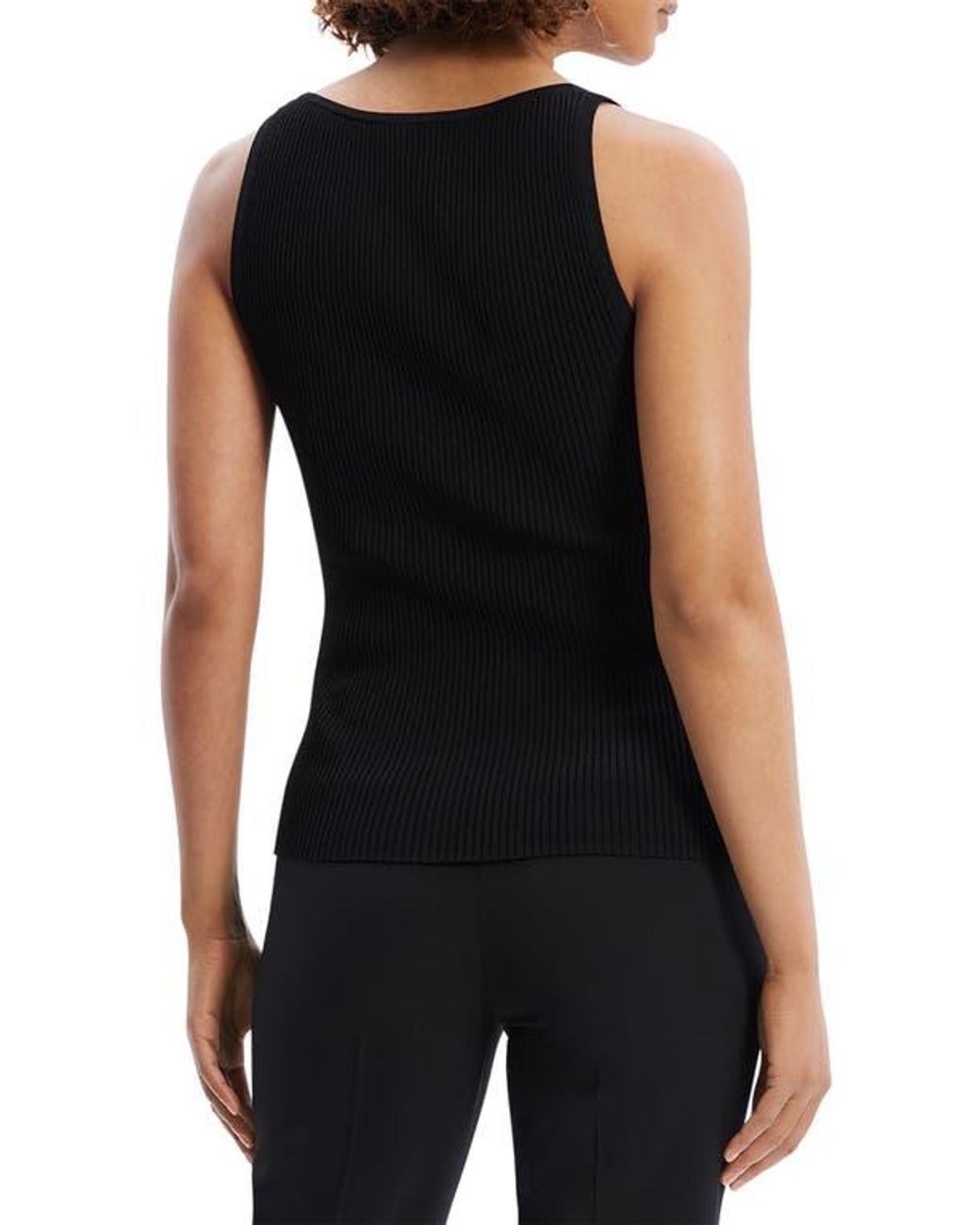 Theory Compact Rib Tank in Black | Lyst