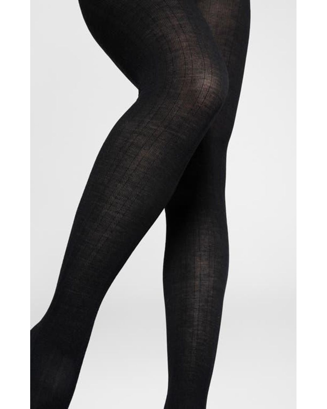 Swedish Stockings Freja Rib Wool Blend Tights in Black | Lyst