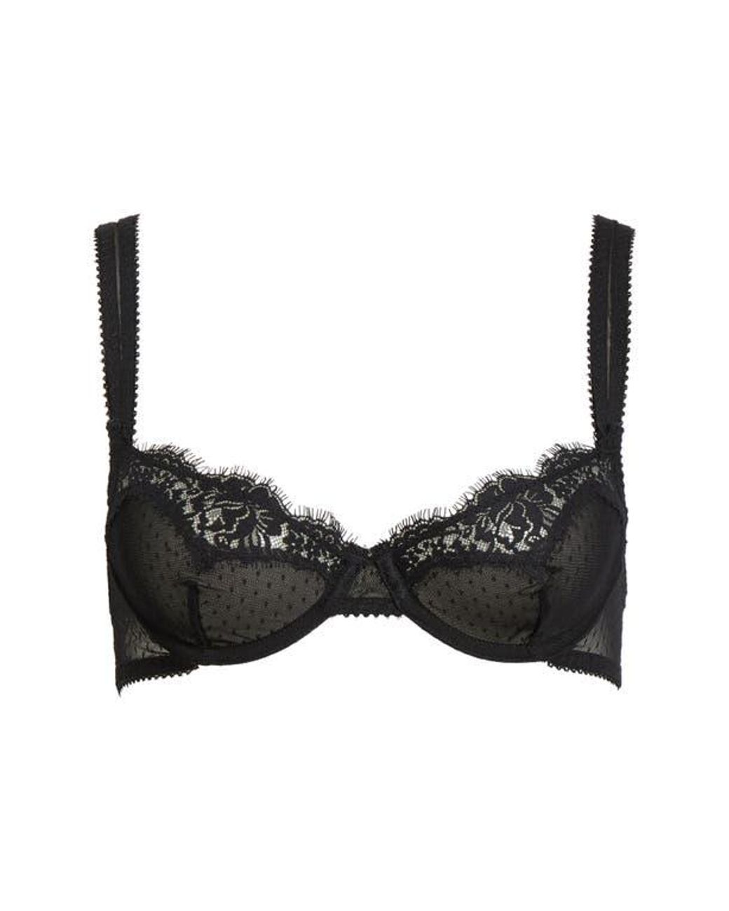 Free People Fiona Underwire Lace Demi Bra in Black | Lyst