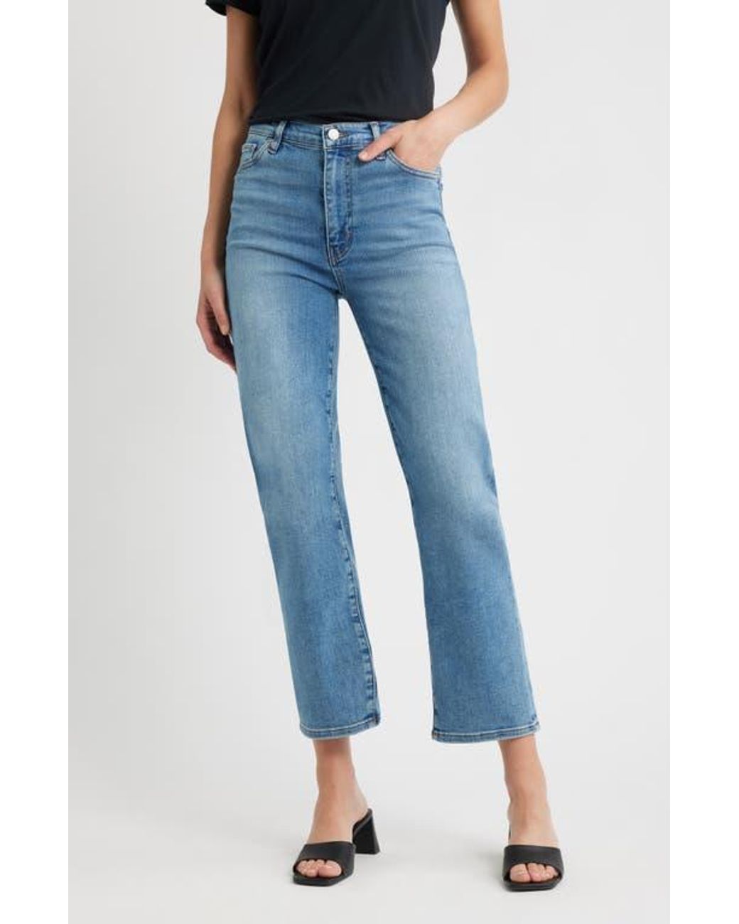 FRAME Le Sleek Straight High Waist Straight Leg Jeans in Blue | Lyst