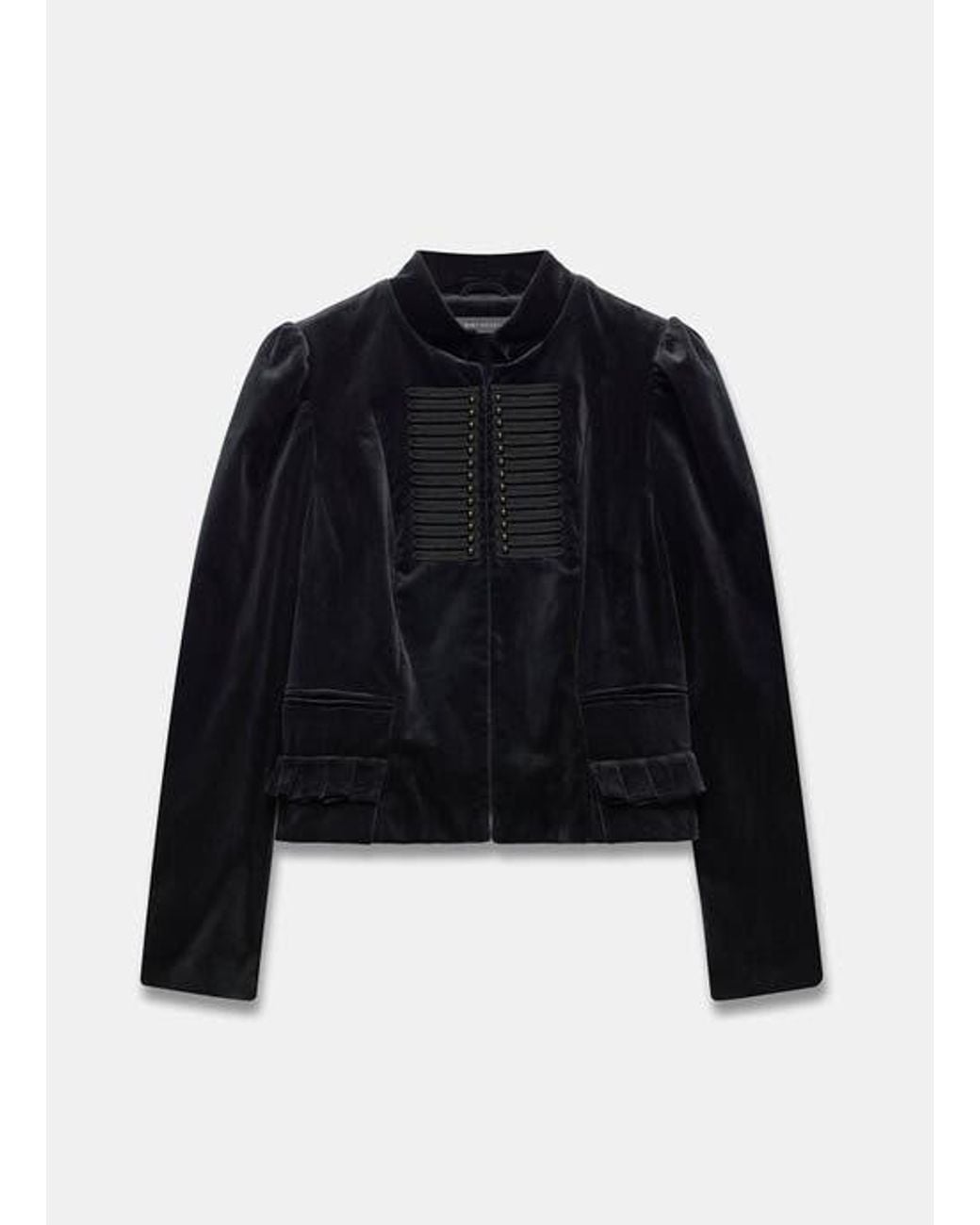 Mint Velvet Velvet Military Jacket in Black | Lyst