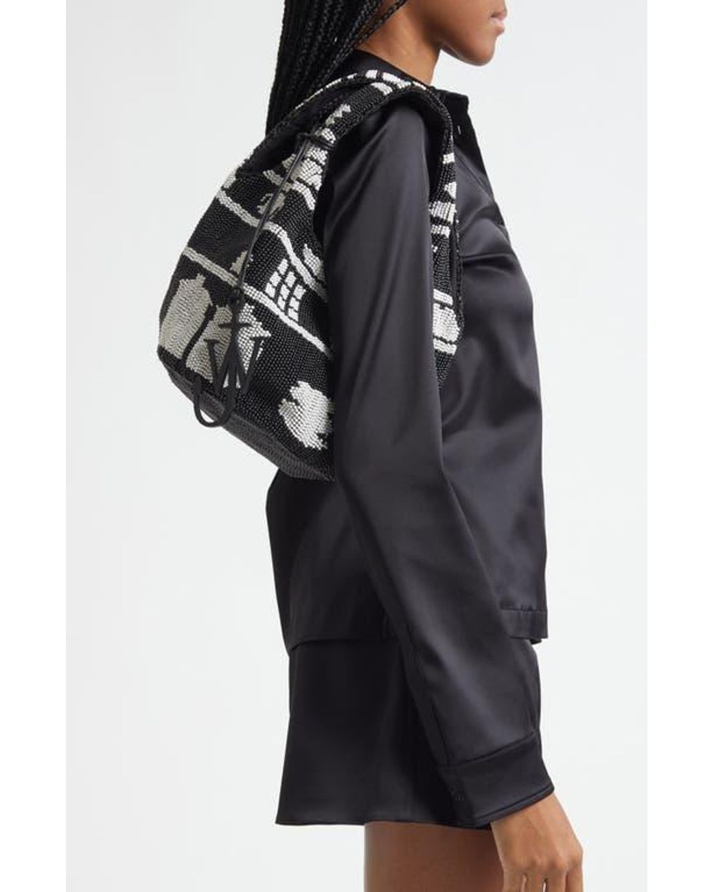 JW Anderson Mini Beaded Shopper Bag in Black | Lyst