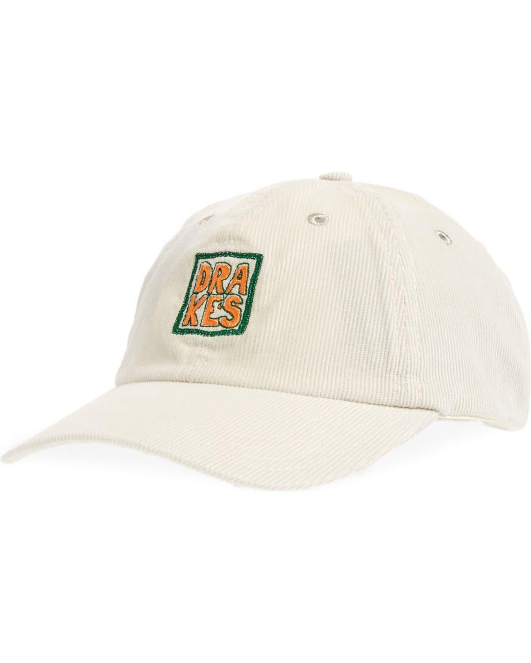 Drake's Embroidered Logo Corduroy Baseball Cap in White for Men | Lyst