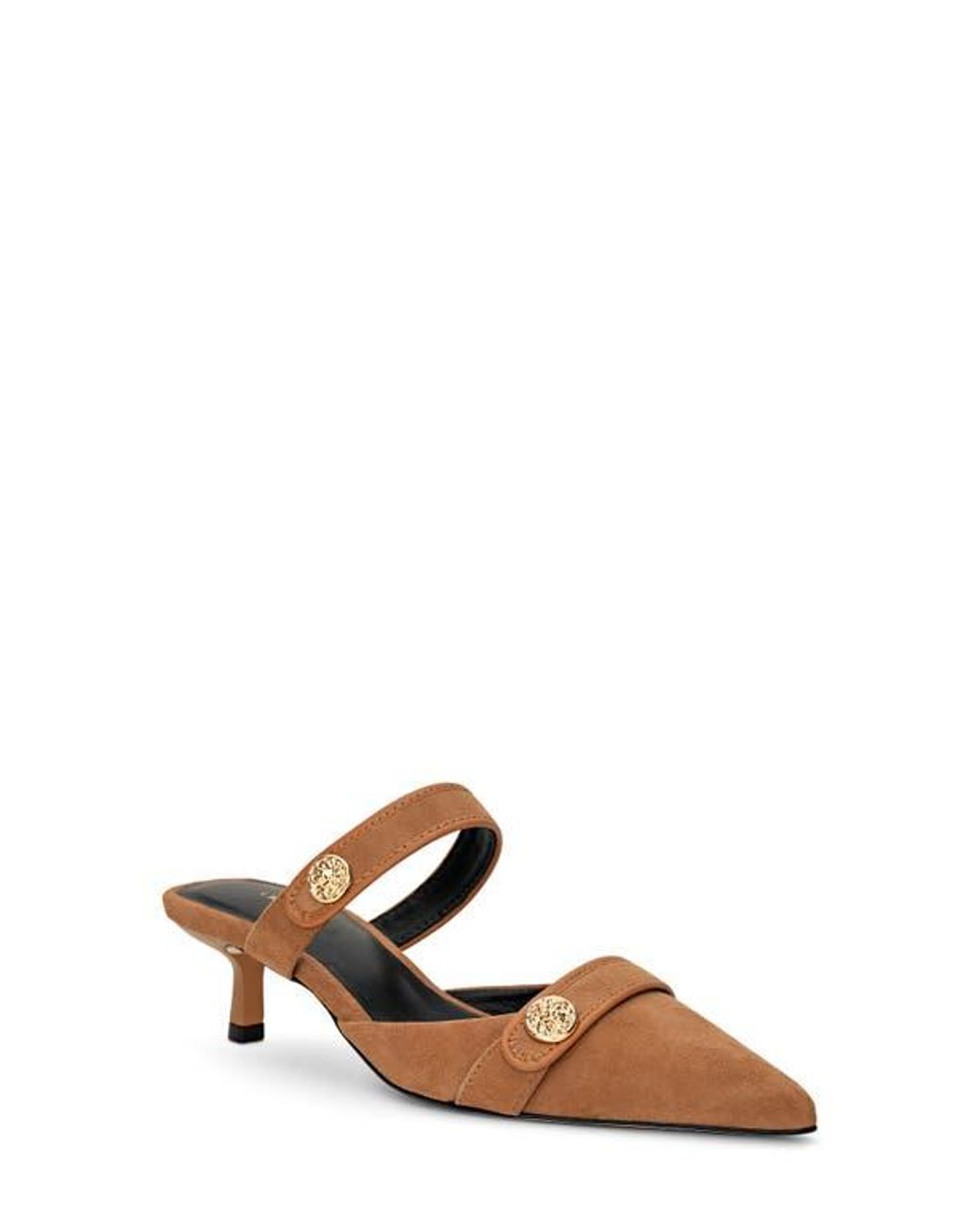 L'Agence Gilliane Mary Jane Pointed Toe Kitten Heel Mule in Brown | Lyst