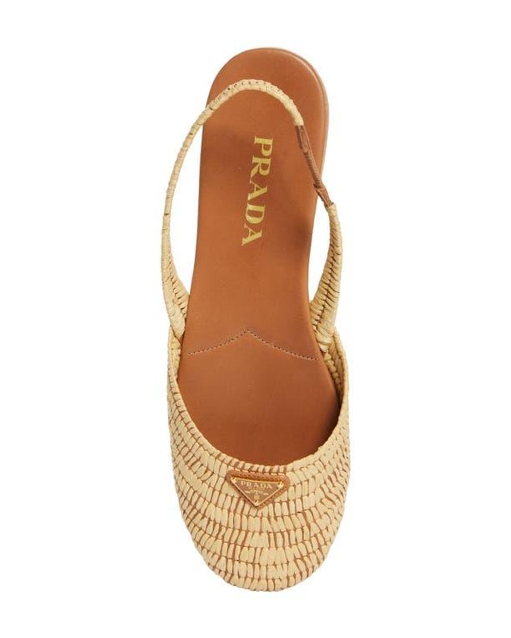 Prada Raffia Slingback Flat in Natural | Lyst