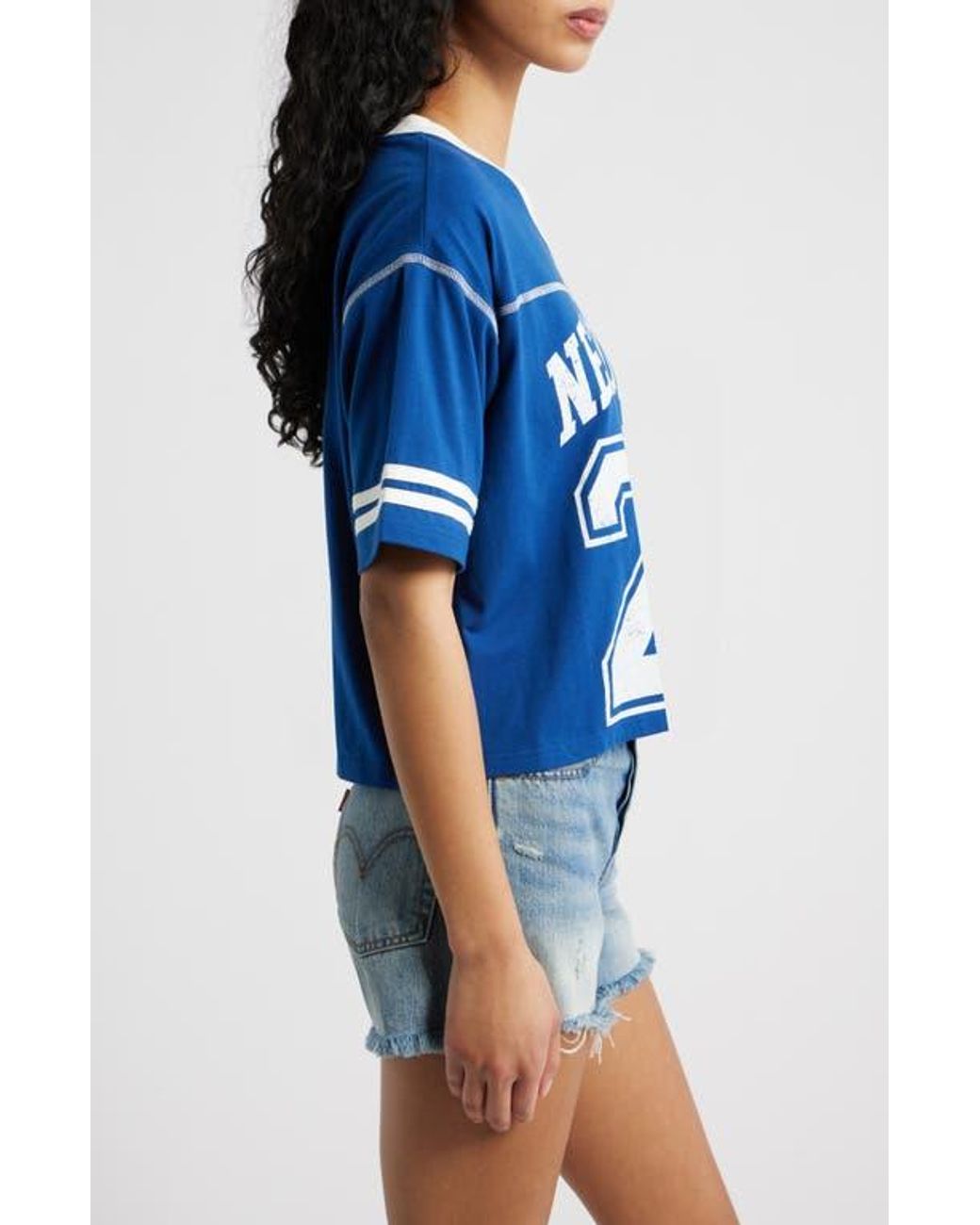 THE VINYL ICONS New York 23 Graphic Football T-Shirt in Blue | Lyst