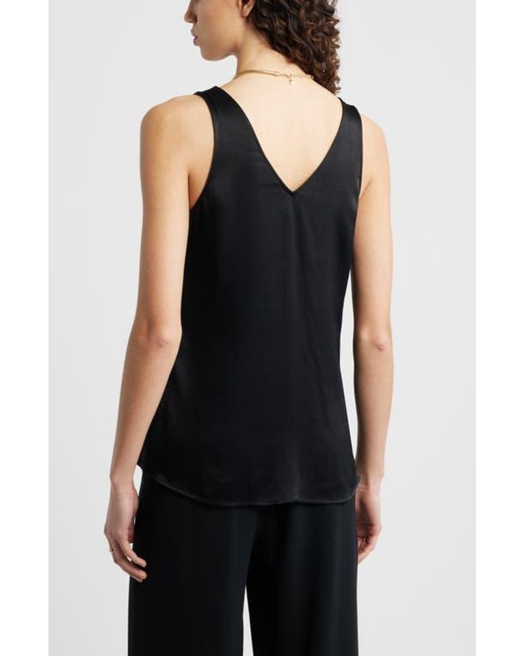 Nordstrom Satin Shell Top in Black | Lyst