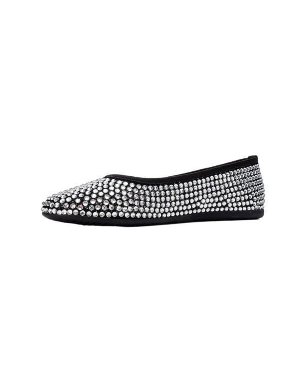 Prologue Shoes Runway Mesh Embellished Ballet Flat in Black | Lyst