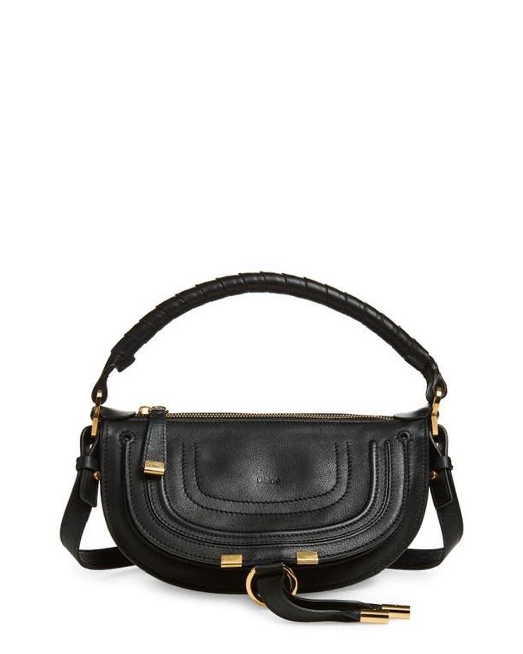 Chloé Mini Marcie Leather Camera Shoulder Bag in Black | Lyst