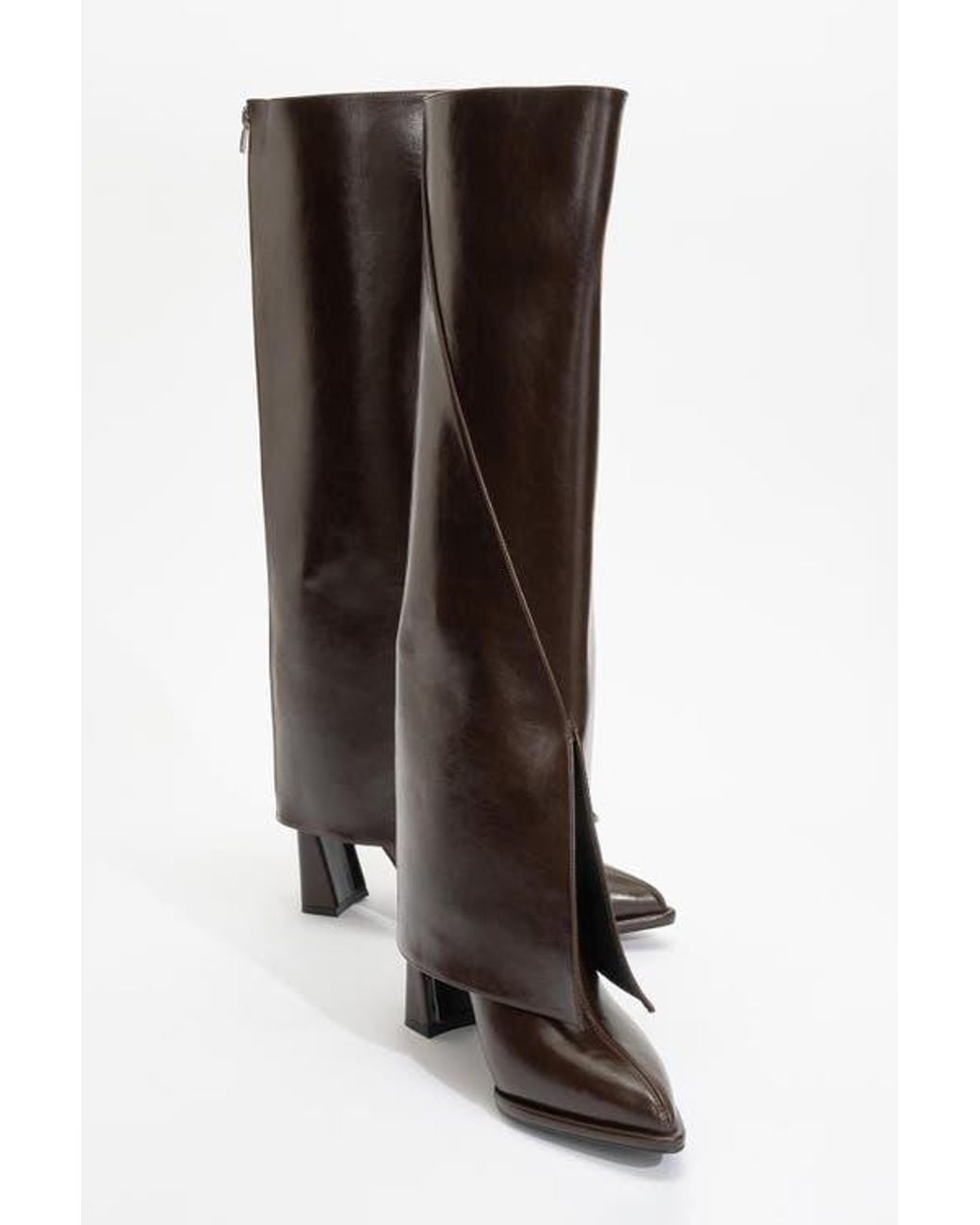 Prologue Shoes Aja Block Heel Convertible Knee High Boot in Brown | Lyst