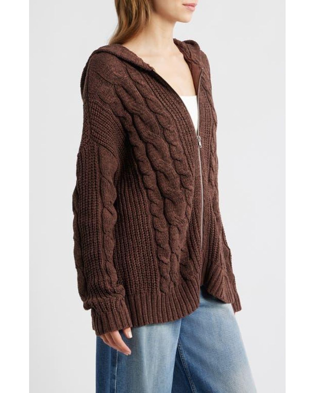Terrific Hooded Cable Knit Sweater Pictures