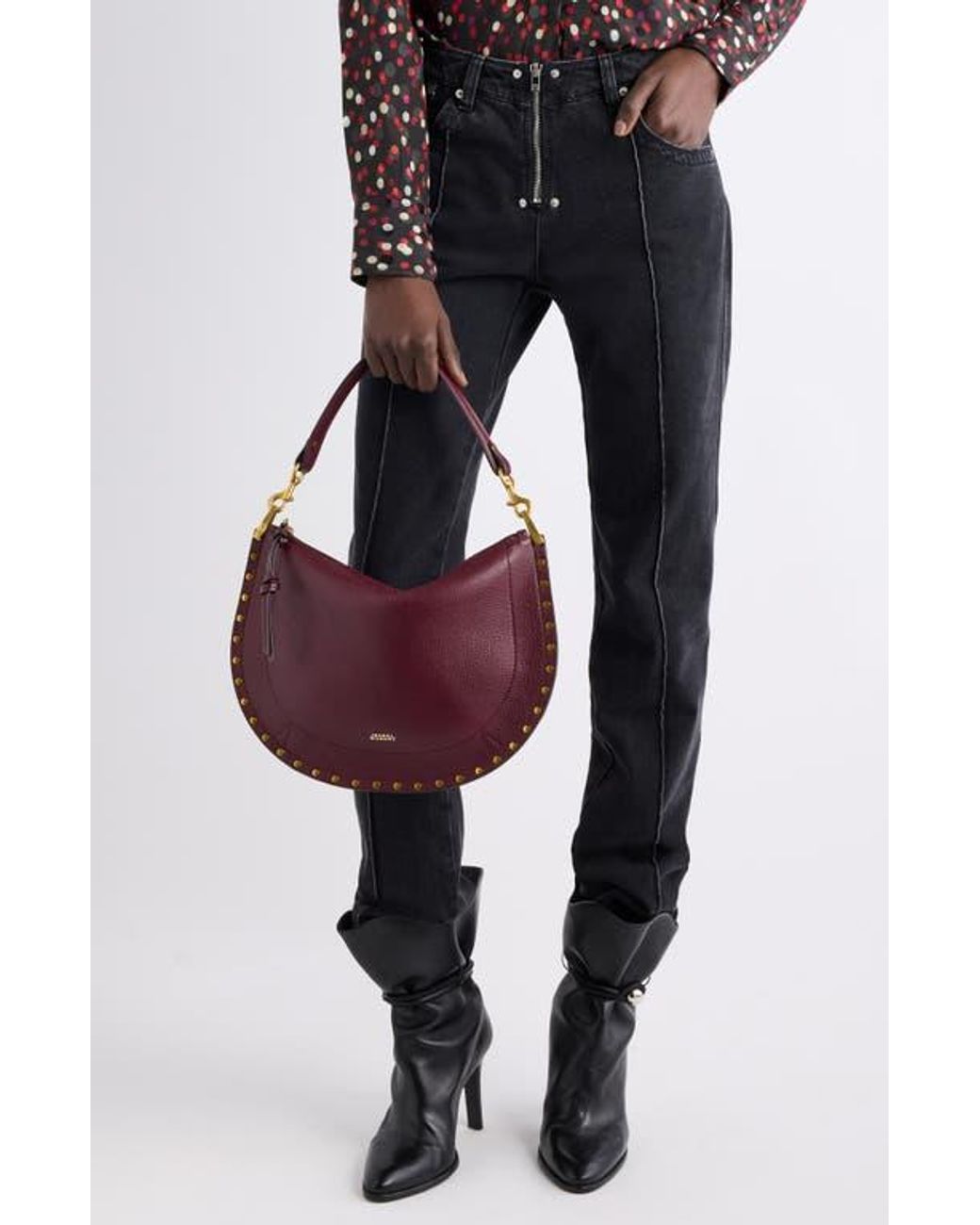 Isabel Marant Oskan Soft Zipped Leather Crossbody Bag in Purple | Lyst