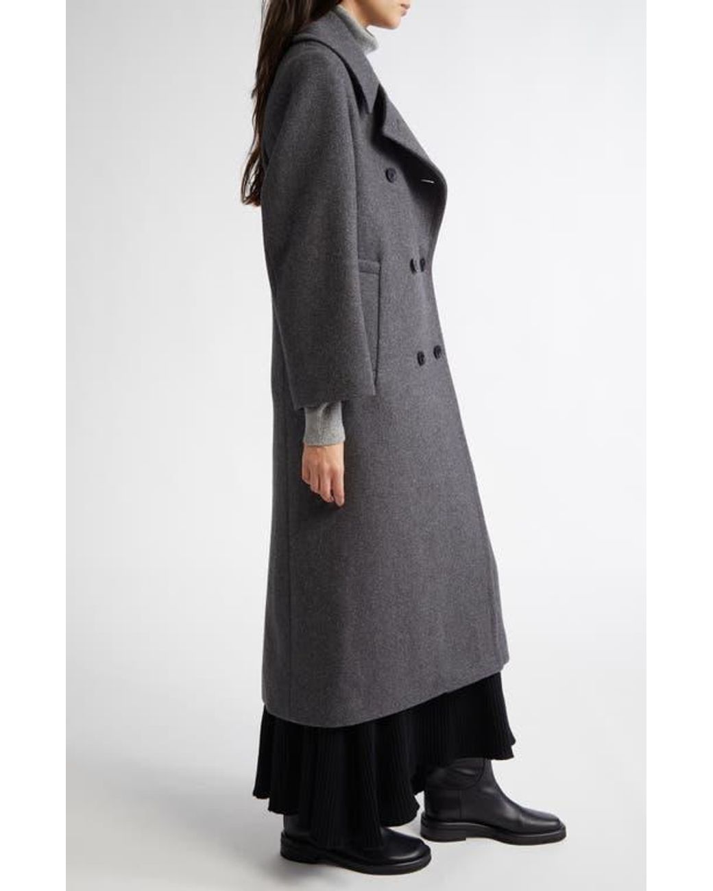Johnstons of Elgin Great Double Breasted Wool Coat in Gray | Lyst