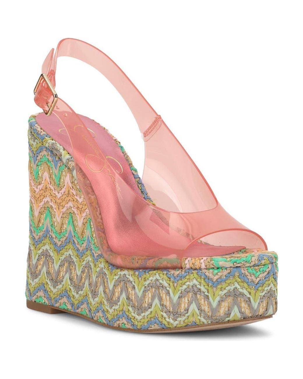 Jessica Simpson Kaliese Slingback Platform Wedge Sandal in Green | Lyst