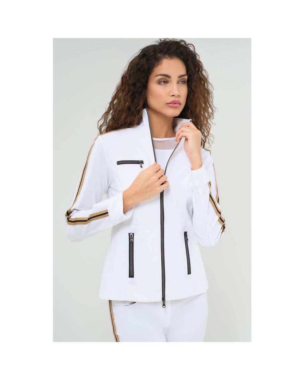 Anatomie Justine Side-Stripe Racer Jacket in White | Lyst