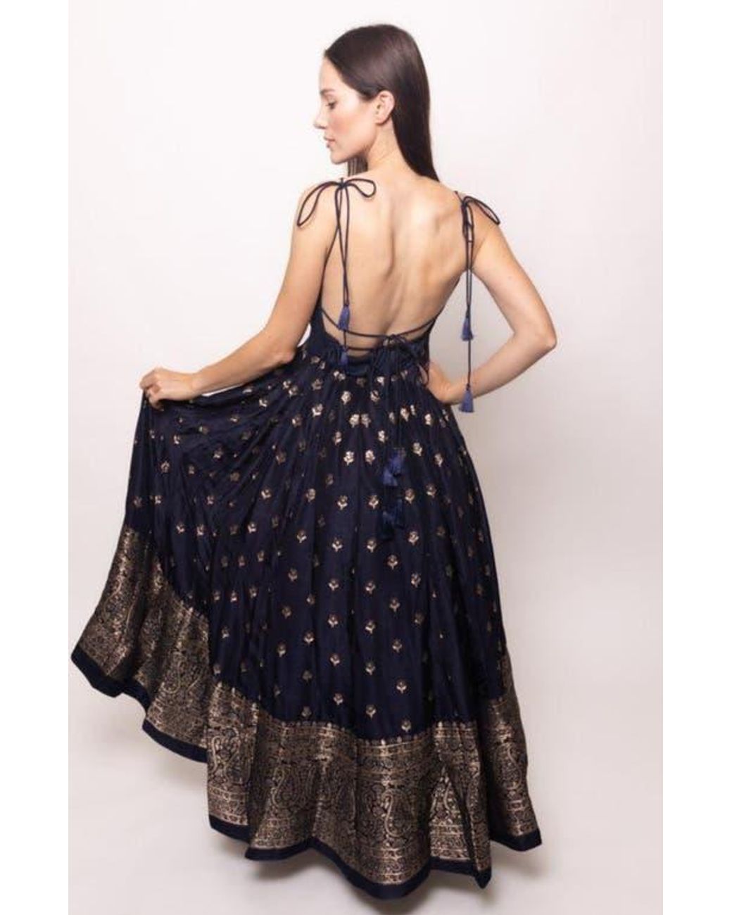 Ras Alastair Open Back Gown in Blue | Lyst