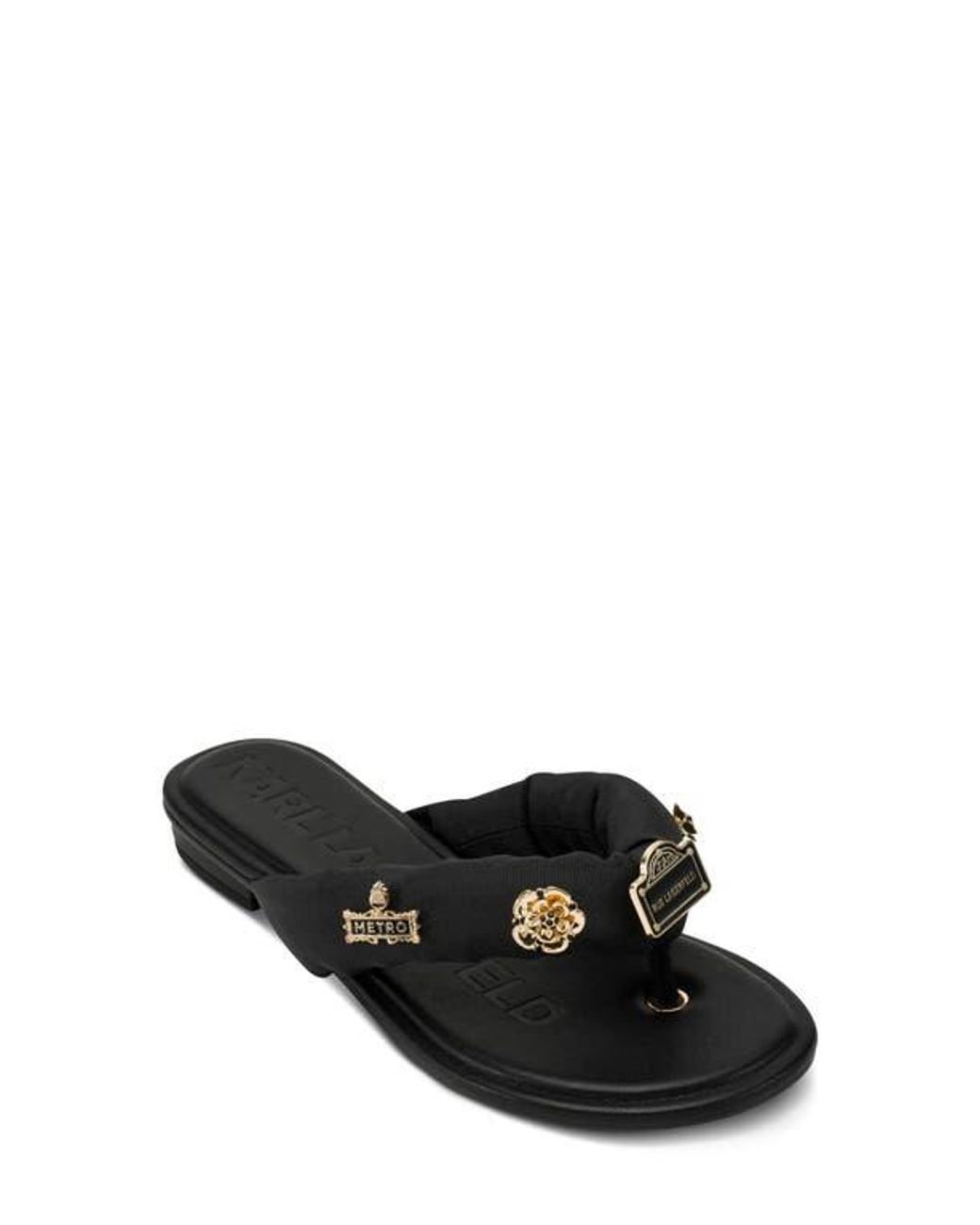 Karl Lagerfeld Ceejay Rue Pins Flip Flop in Black | Lyst