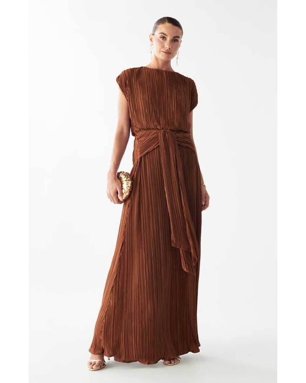Savel Zarina Maxi Dress in Brown | Lyst
