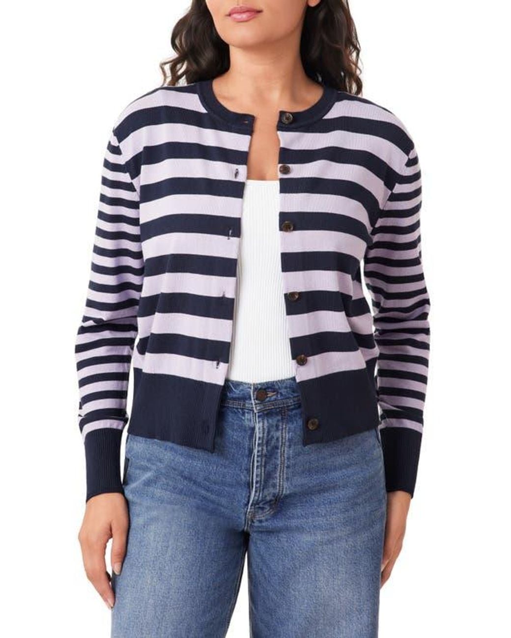 Scotch & Soda Stripe Cardigan in Blue | Lyst
