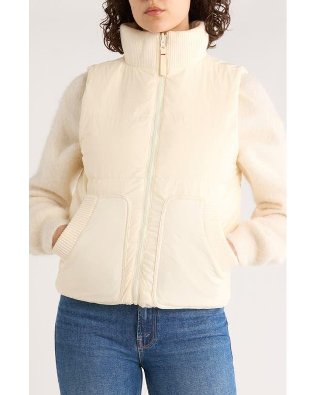 Marine Layer Alba Cable Knit Puffer Vest in Natural | Lyst