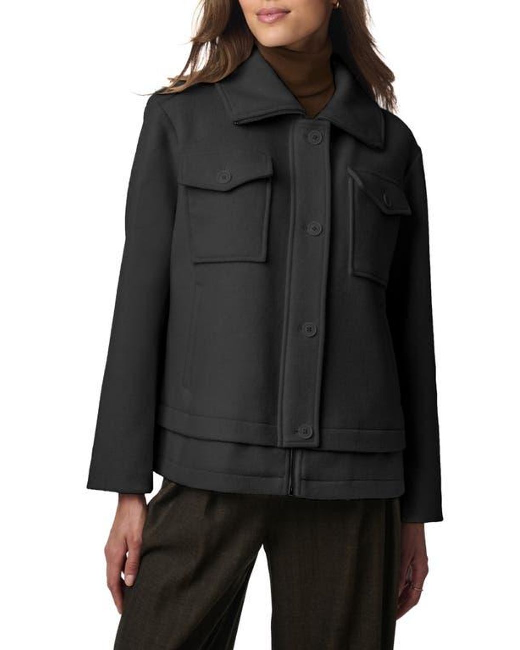 Bernardo Chest Pocket Coat in Black | Lyst