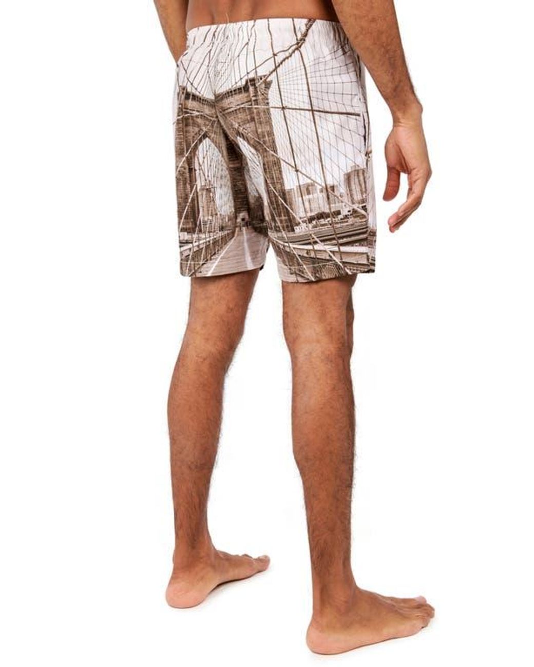 Brooklyn Brigade Slim Fit Brooklyn Bridge Swim Trunks in Gray for Men ...