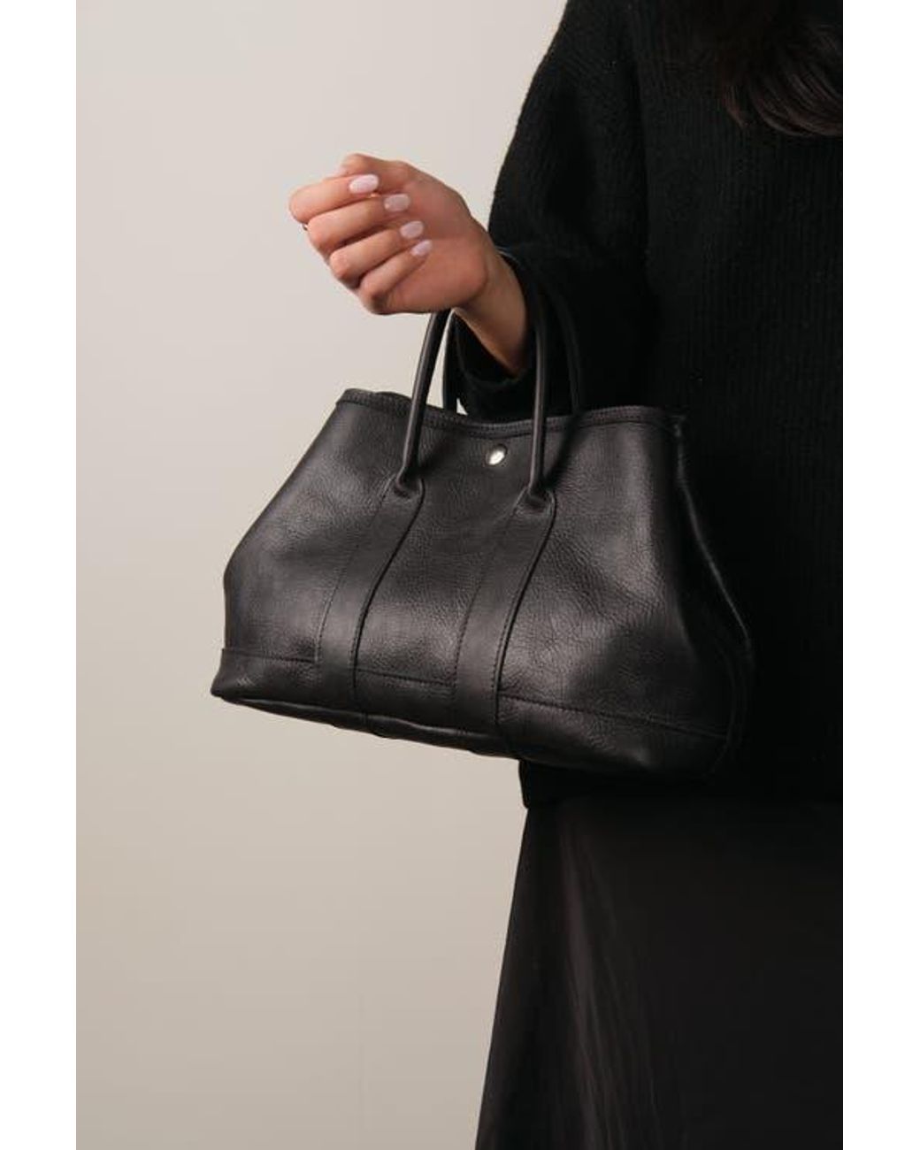EZRA ARTHUR Audrey Soft Steer Leather Top Handle Bag in Black | Lyst