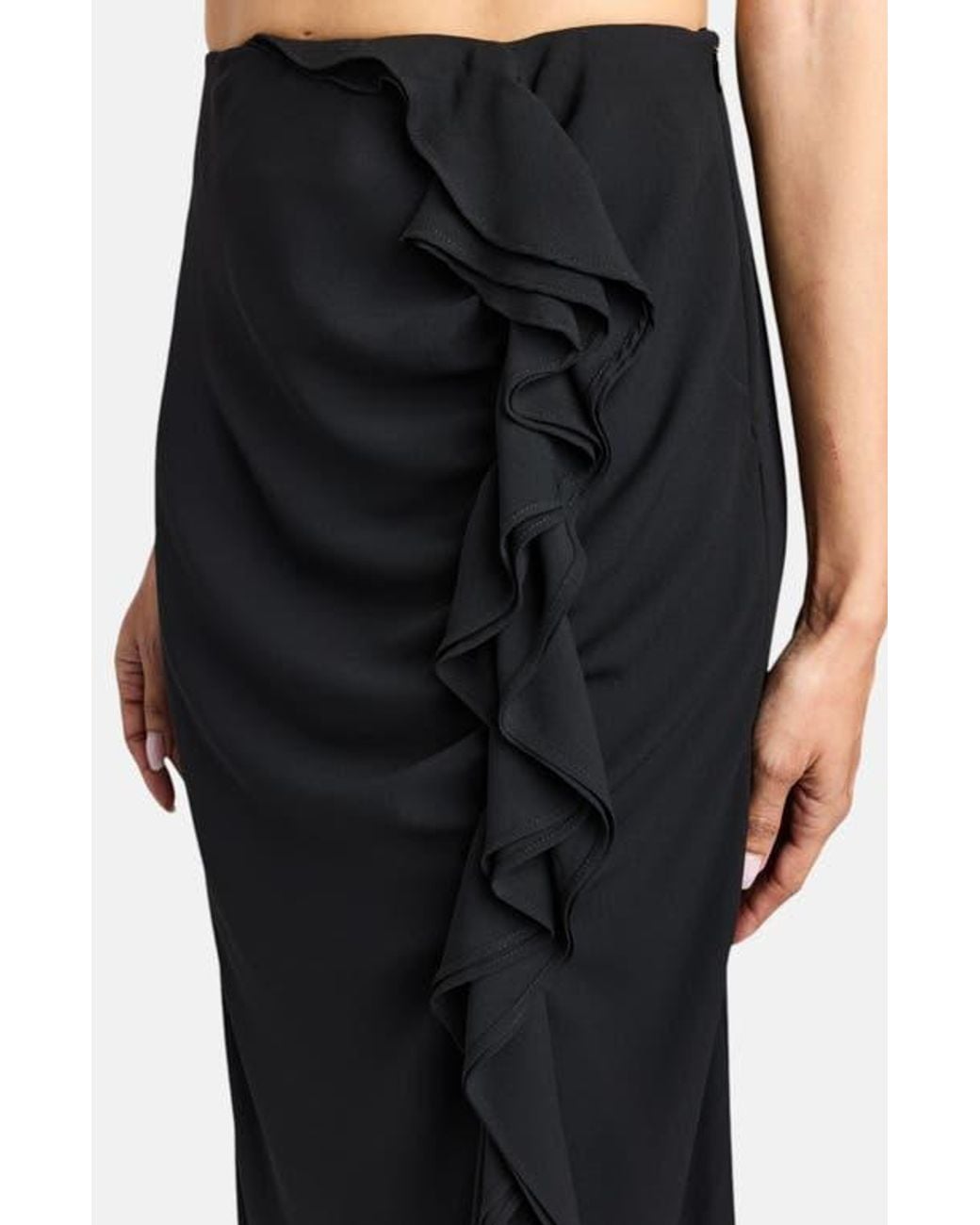 Santorelli Harley Midi Skirt With Asymmetrical Cascading Ruffle in ...