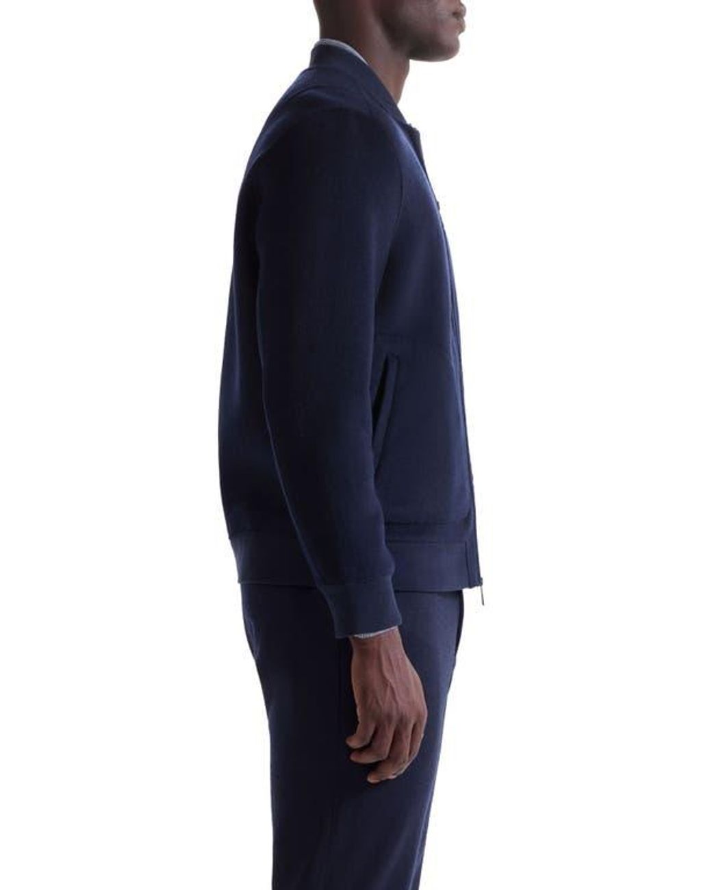 Bugatchi Brushed Wool Blend Bomber Jacket in Blue for Men | Lyst