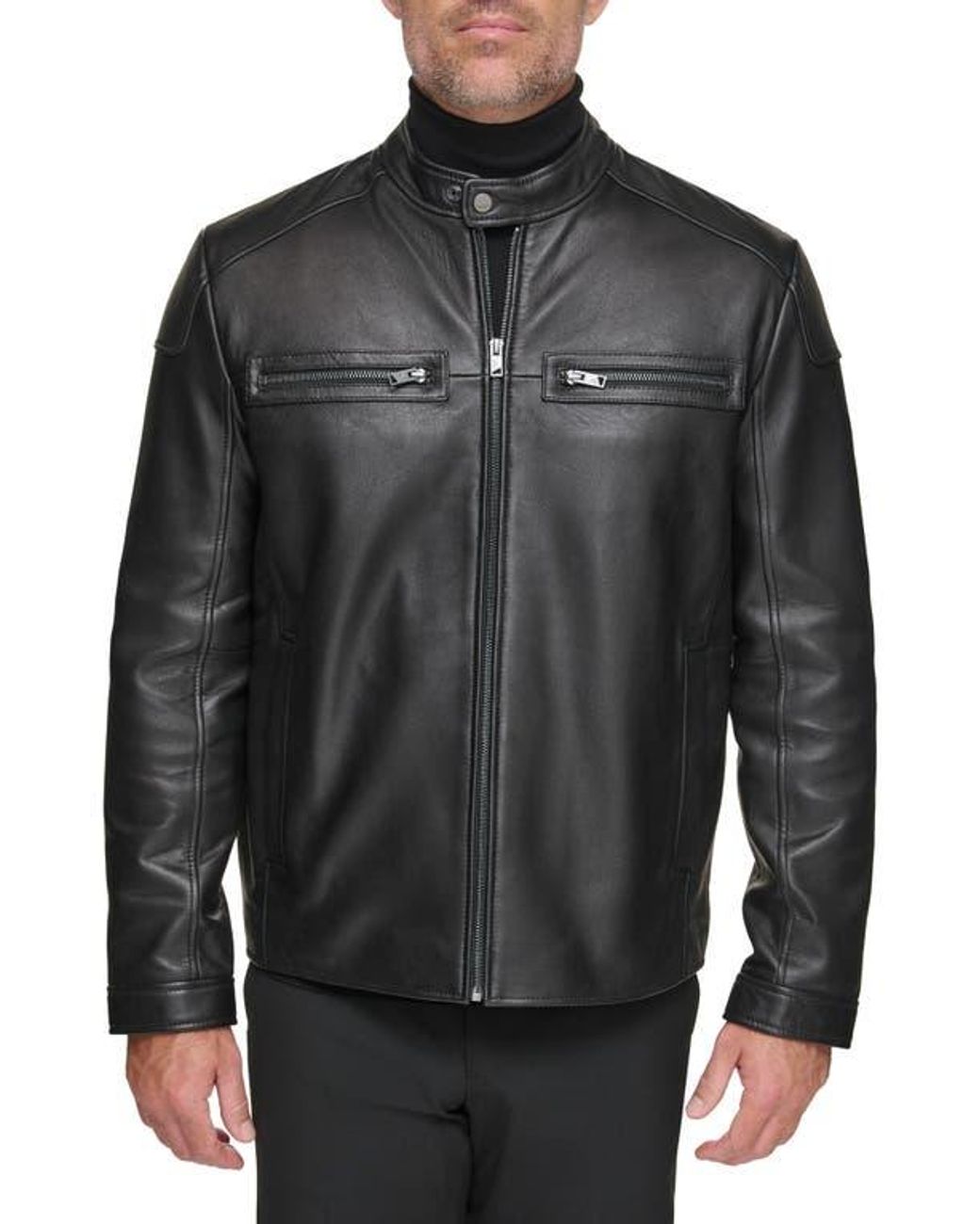 Andrew Marc Bantam Leather Moto Jacket in Black for Men | Lyst