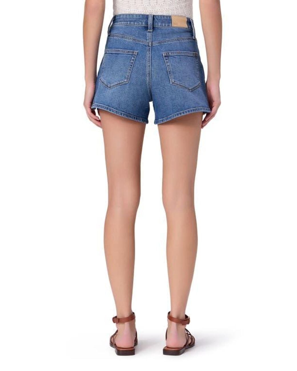 PAIGE Dani Front Yoke Ultra High Waist Denim Shorts in Blue | Lyst