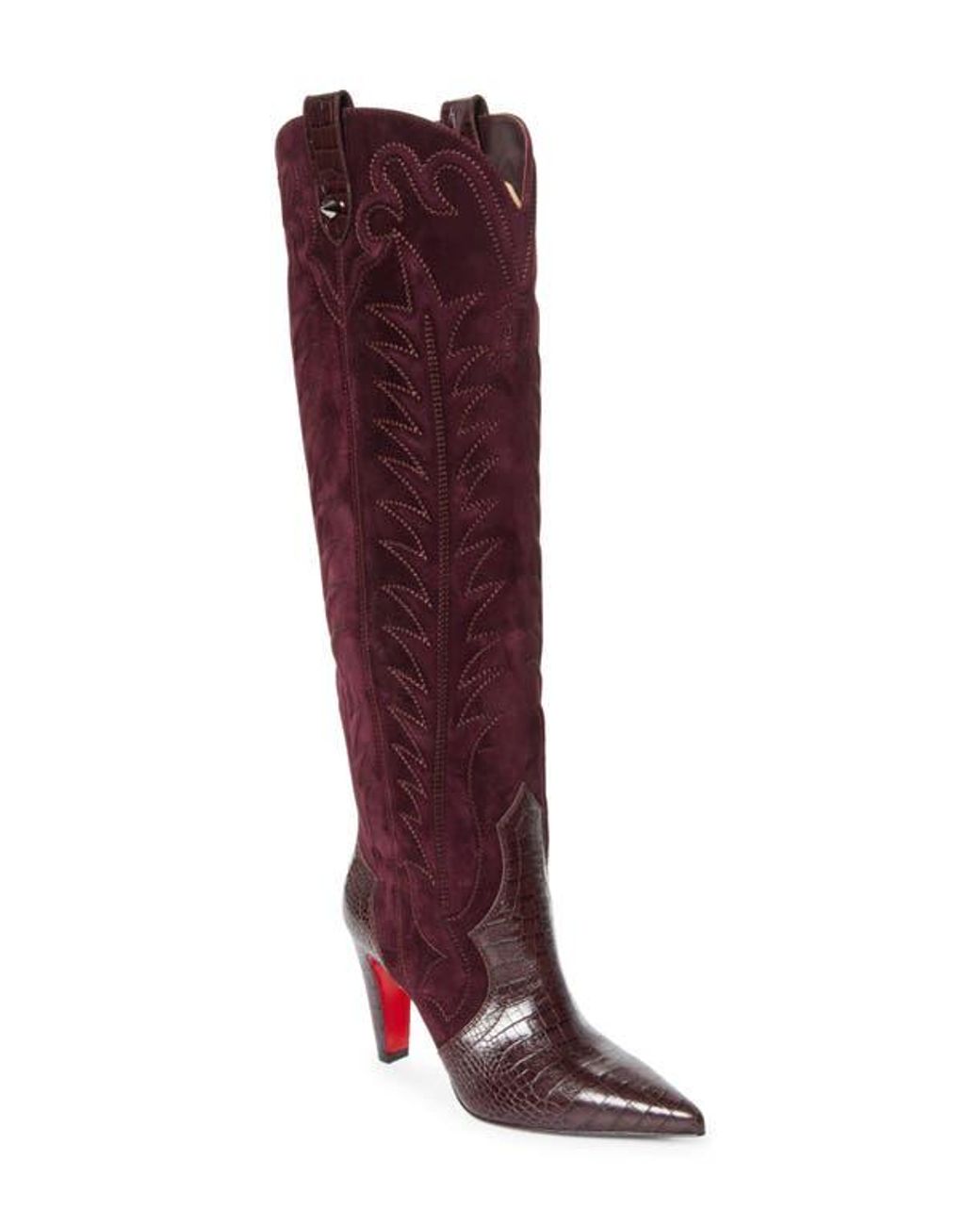 Christian Louboutin Santia Pointed Toe Western Boot in Red | Lyst