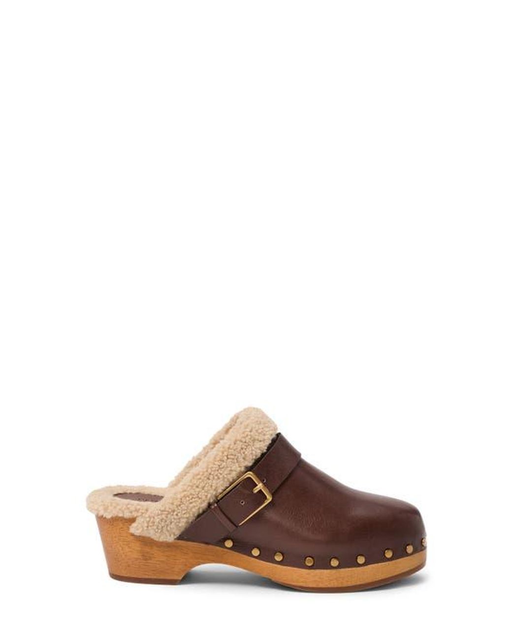 PAIGE Helena Faux Shearling Clog in Brown | Lyst