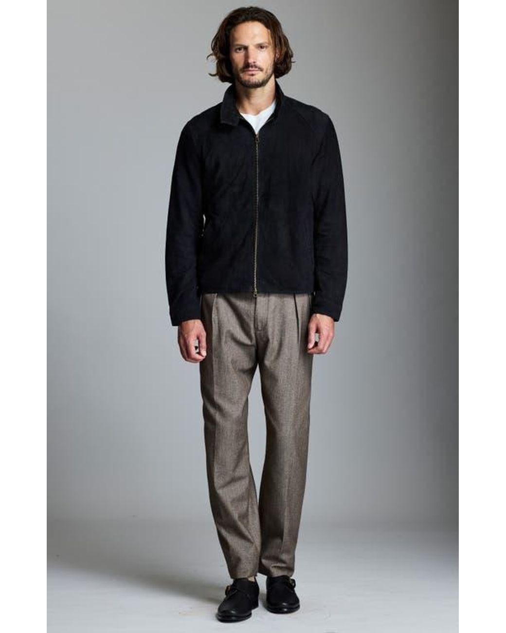 Billy Reid Barracuda Suede Jacket in Black for Men | Lyst