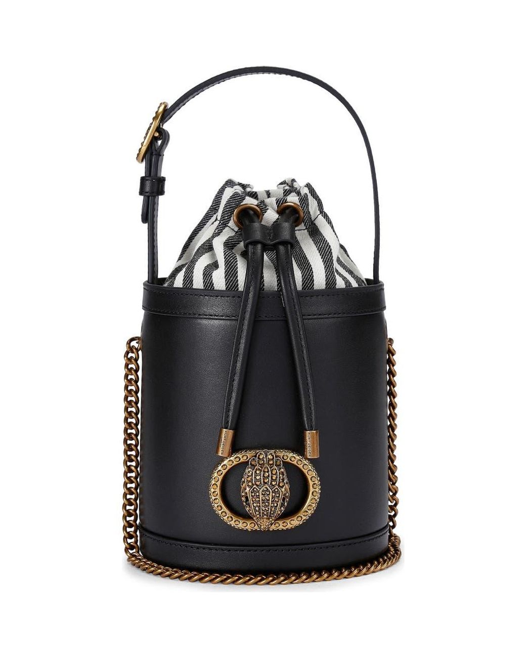 Kurt Geiger Small Chelsea Leather Round Bucket Bag in Black | Lyst