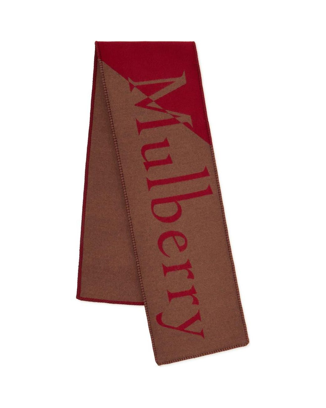 Mulberry Logo Lambswool Scarf in Red | Lyst