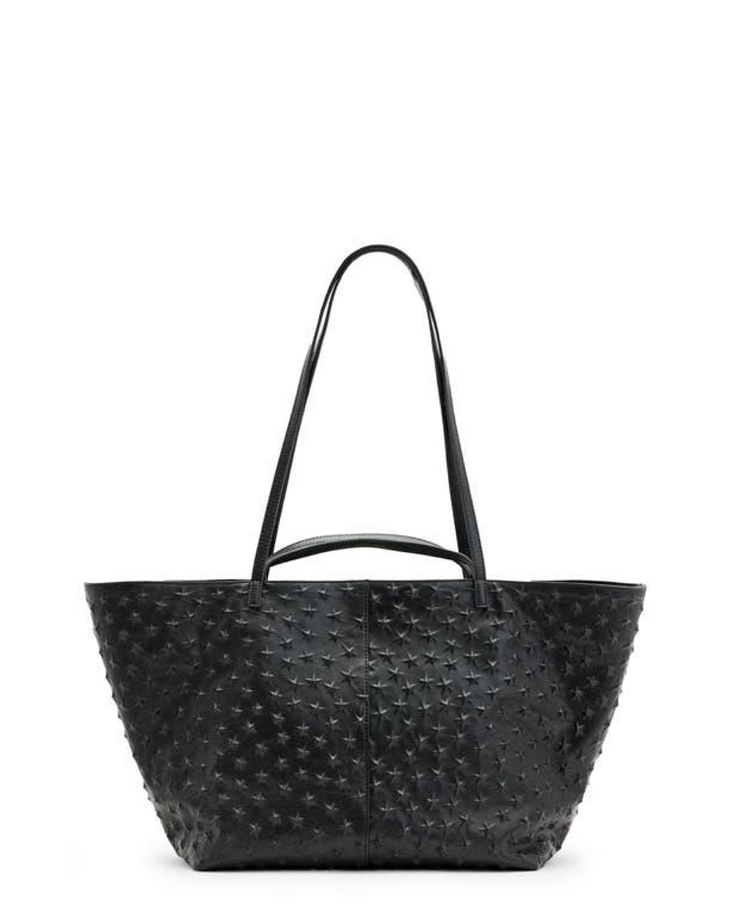 AllSaints Hannah Star Embossed Leather East/West Tote in Black | Lyst