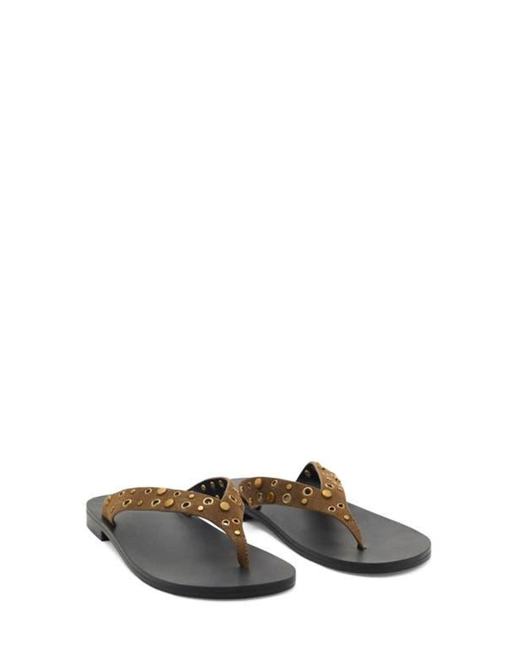 Mango Grommet & Stud Flip Flop in Brown | Lyst