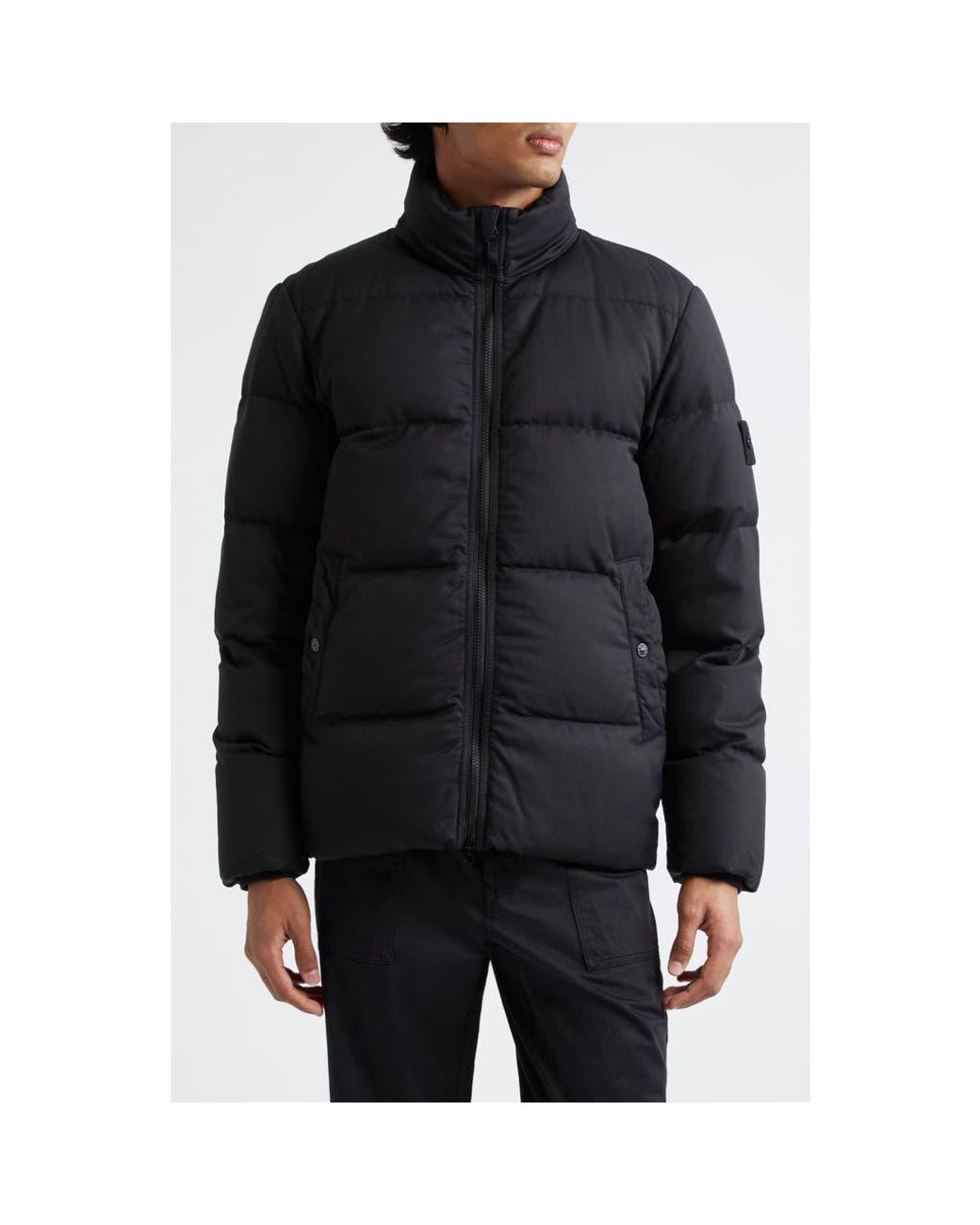 Stone Island Virgin Wool Down Channel-Quilted Puffer Jacket in Black ...