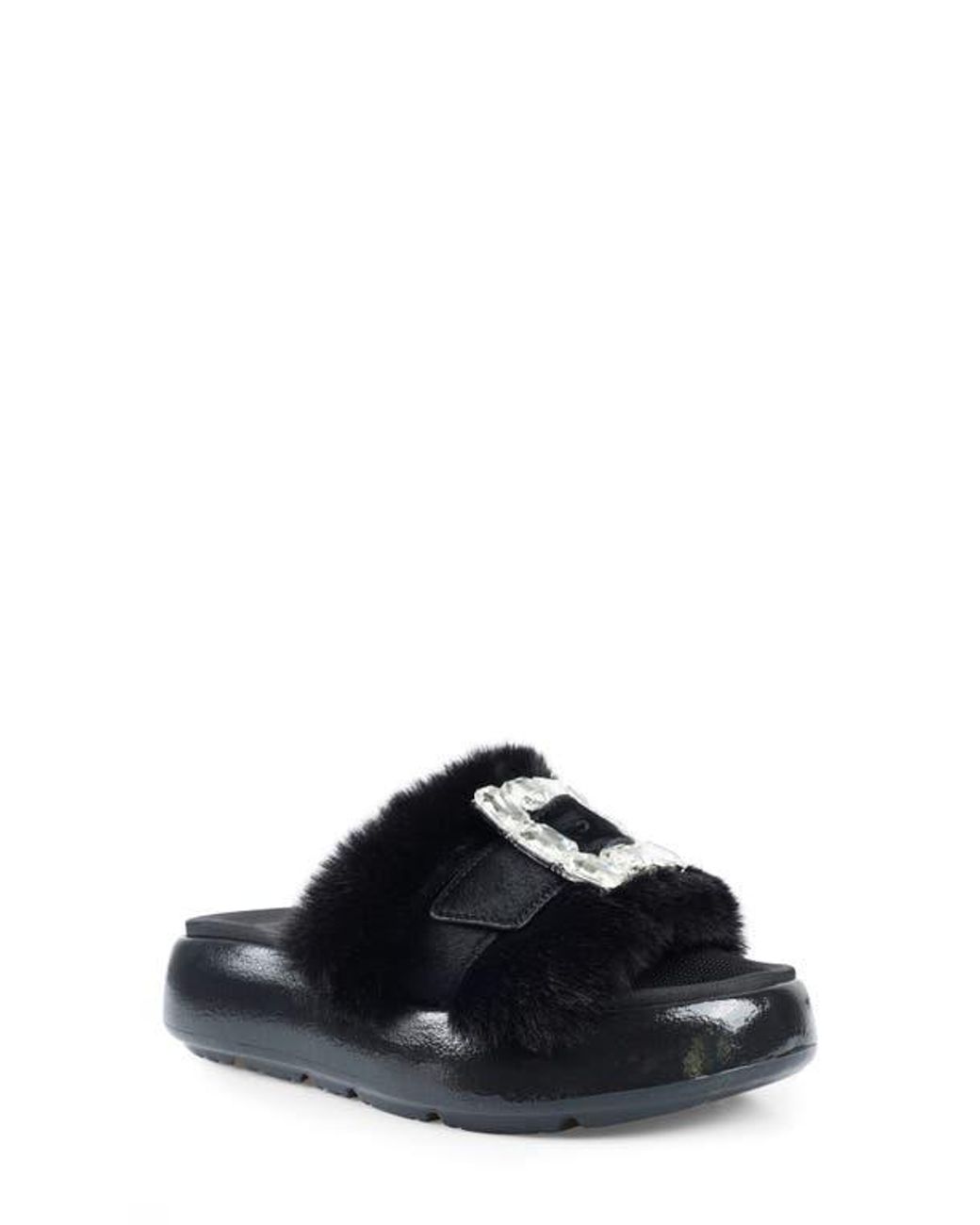 Zigi Fab Faux Fur Platform Sandal in Black | Lyst