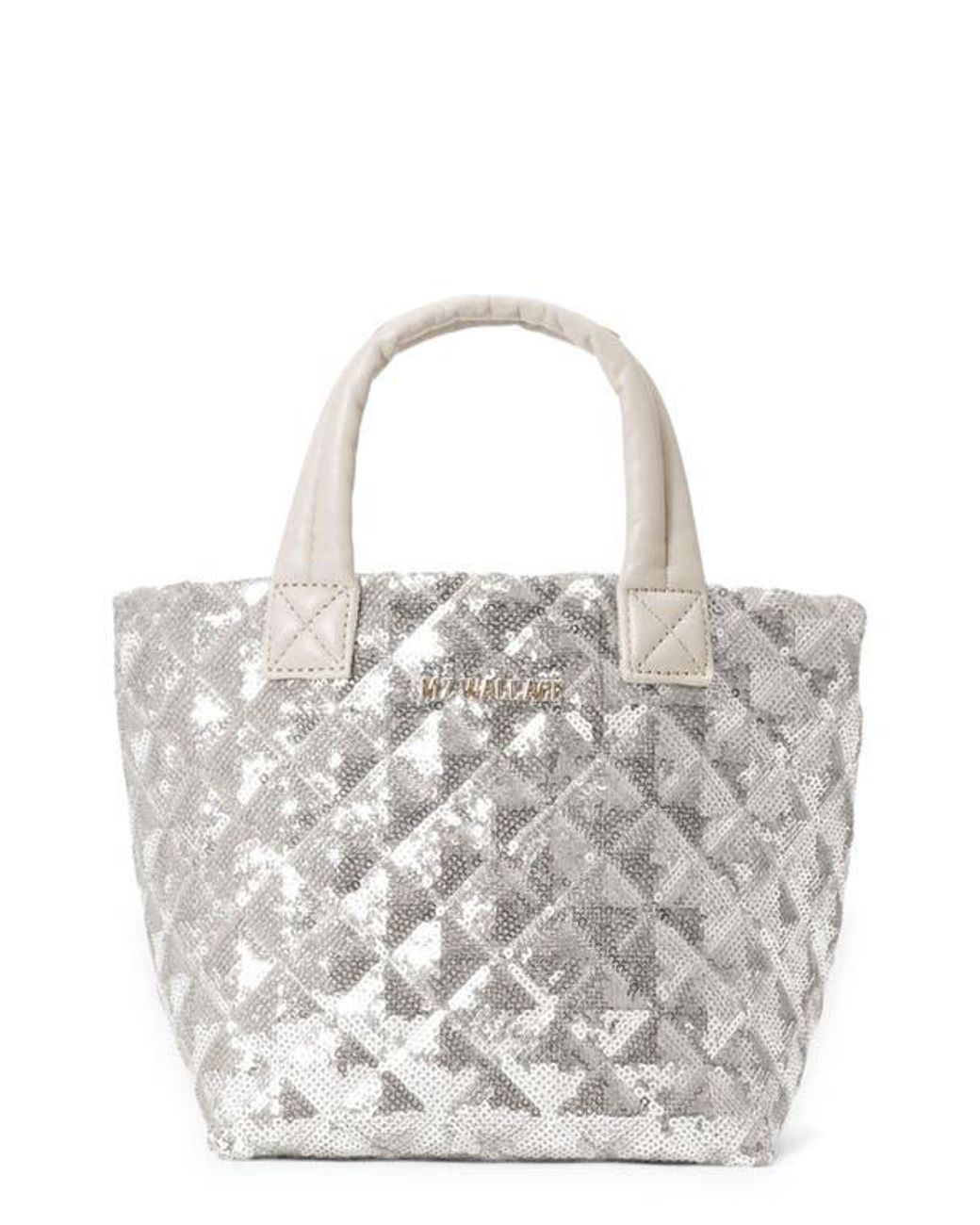 MZ Wallace Mini Metro Deluxe Sequin Tote in White | Lyst