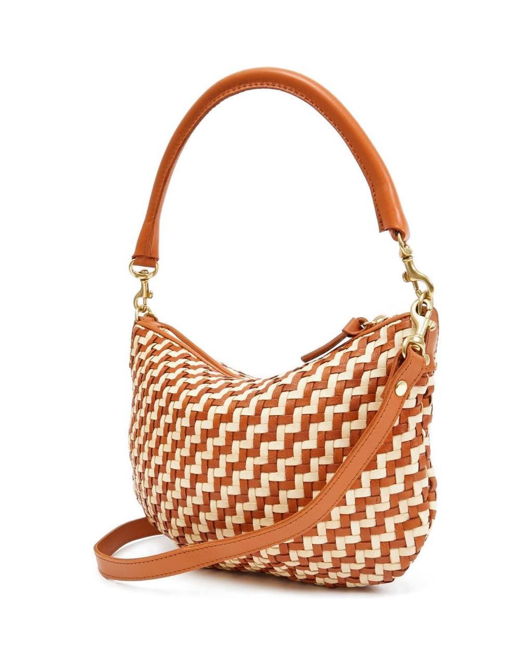 Clare V. Petit Moyen Woven Leather Messenger Bag in Brown | Lyst