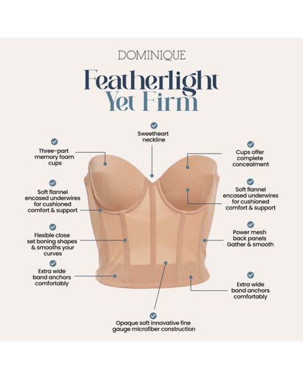 Dominique Intimates Brie Backless Strapless Ultra Low Back Bustier Bra ...
