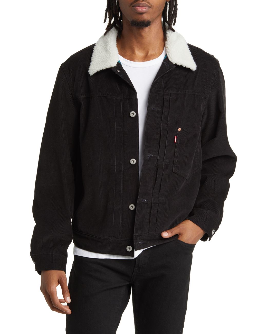 Levi's Type 1 Faux Shearling Lined Corduroy Trucker Jacket in Black for ... Levi's Type 1 Faux Shearling Lined Corduroy Trucker Jacket in Black for ...