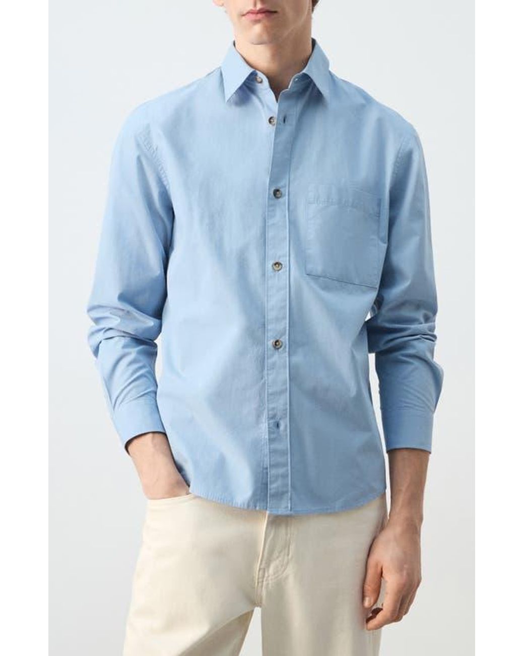 Mango Relaxed Fit Button-Up Shirt in Blue for Men | Lyst