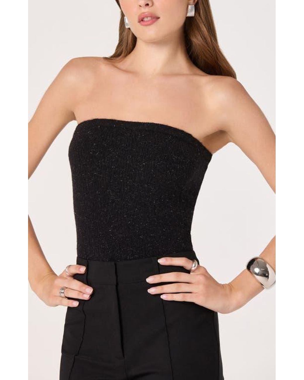 Astr Metallic Bolero Jacket & Tube Top Set in Black | Lyst