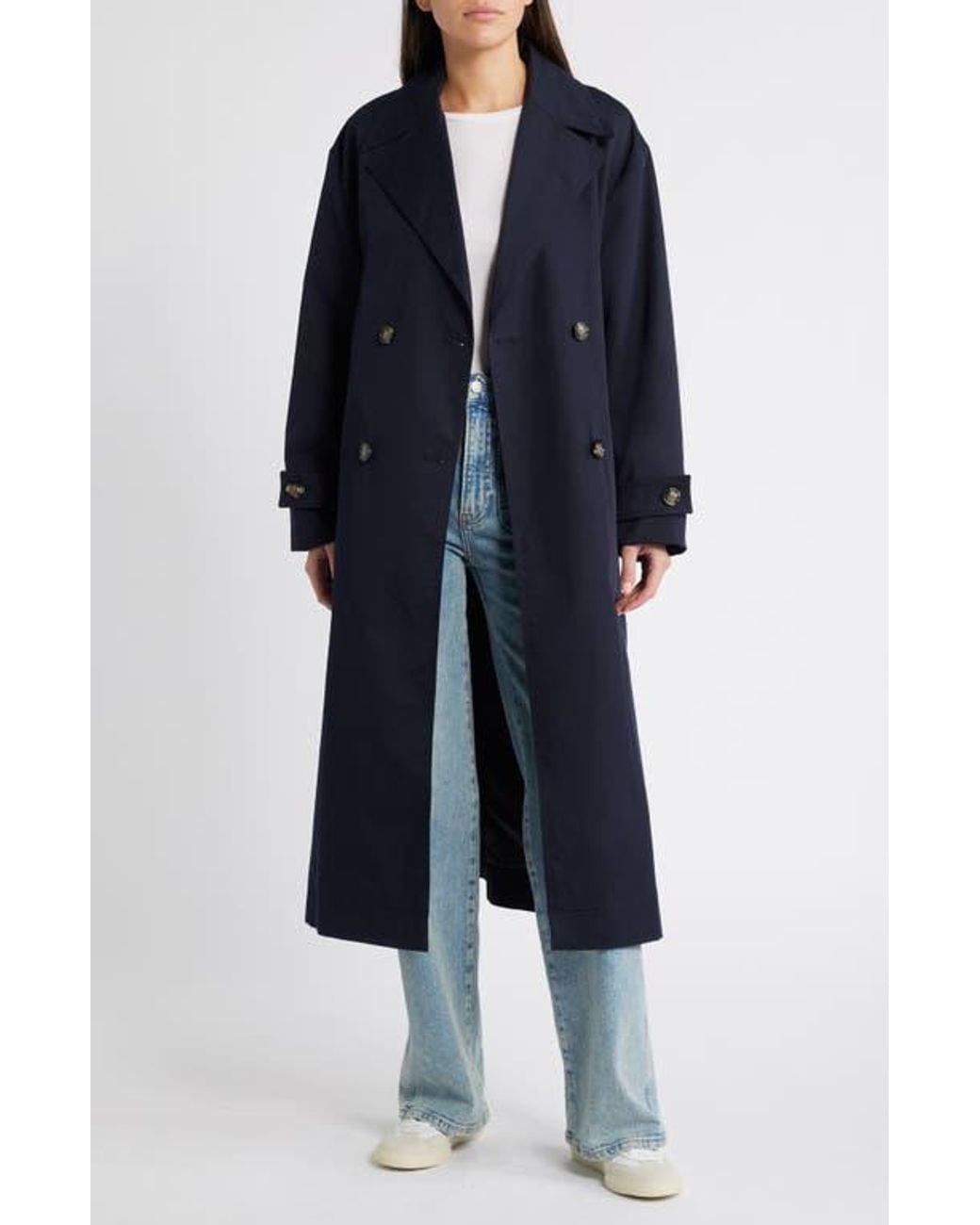 Mango Angela Water Repellent Trench Coat in Blue | Lyst