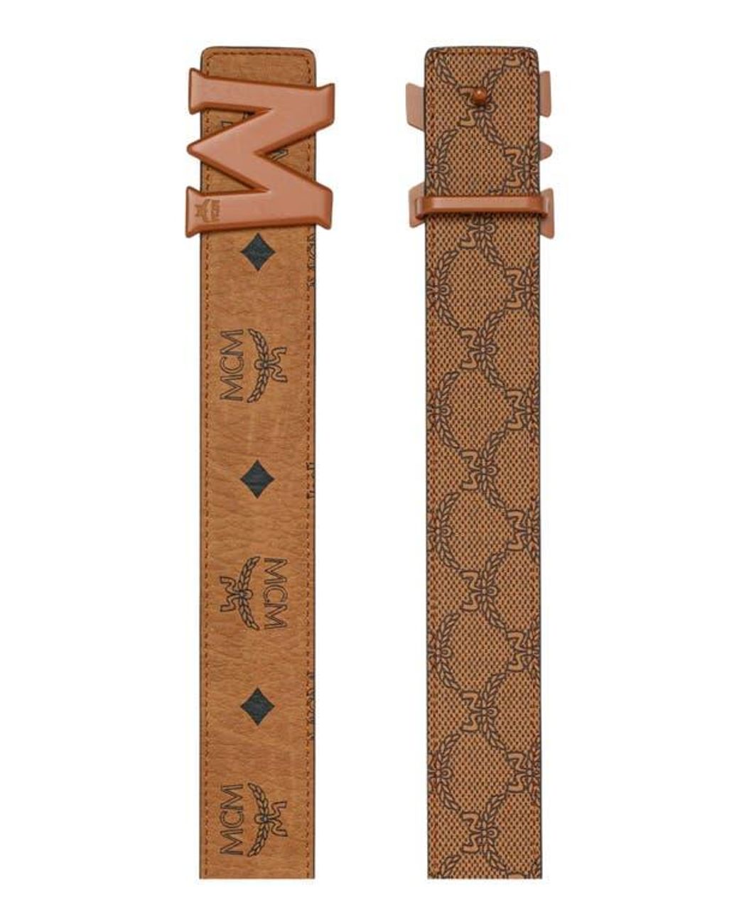 MCM Claus Reversible Monogram Belt in White for Men | Lyst